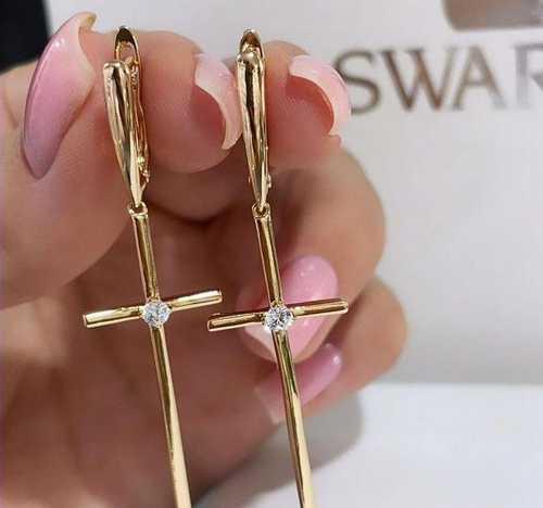 Серьги Крестики Luxe Gold