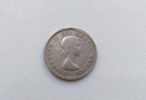 Серебряные 10 центов Канады 1953 года