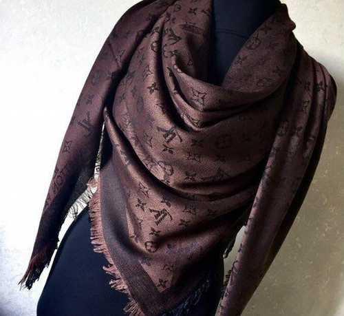 Двусторонний платок, шаль Louis Vuitton шоколад