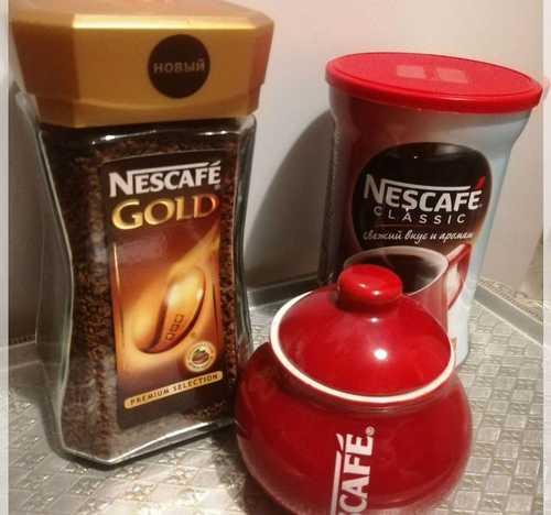 Жестяная банка nescafe Чайница Сахарница дозатор