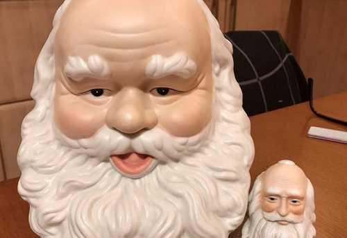 Огромная Винтажная Керамическая голова Деда Мороза