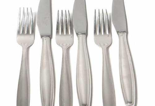 Серебряные обеденные вилки и ножи, 6 предметов