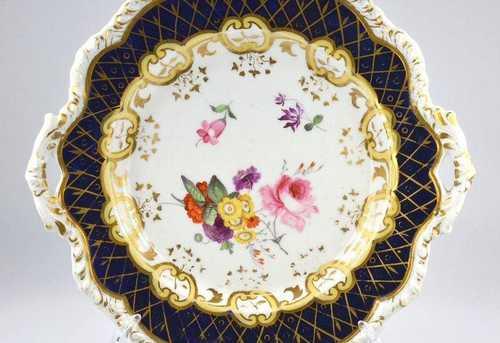 Тарелка с цветами, роспись, Англия 1825-1830 гг