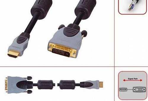 Кабель hdmi Plug - DVI-D Plug с ферритовыми фильтр