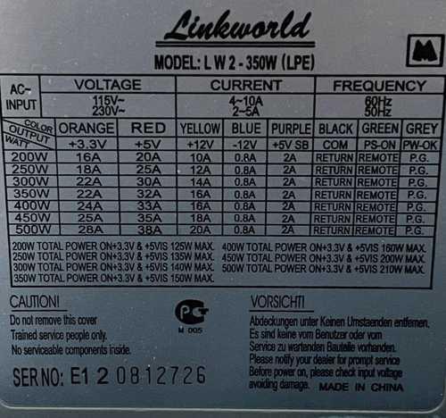 Блок питания linkworld 350w