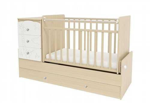 Кроватка-трансформер для новорожденных с ящиками