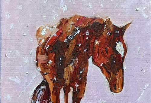 Конь, картина маслом на холсте