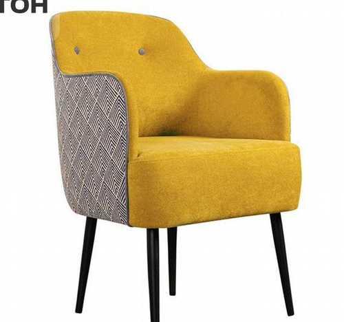 Кресло Селеста желтое / ромб серо-синий