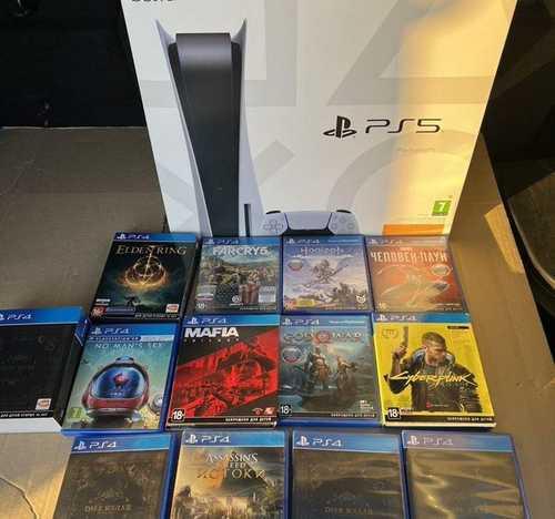 Sony playstation 5 ps5, с дисками