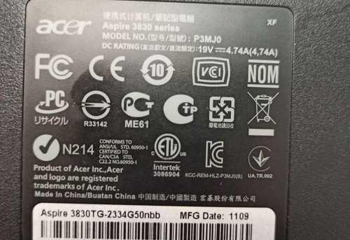 Ноутбук Acer Aspire 3830TG