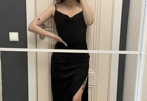 Платье комбинация черное