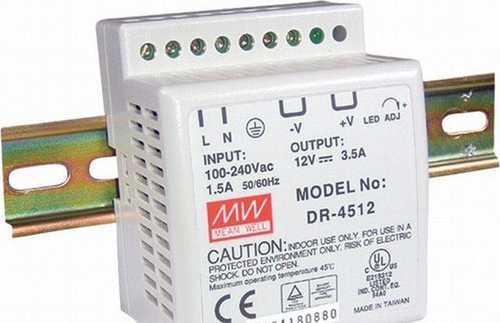 Блок питания Mean Well DR-4512, 12В, 3.5А, 42Вт