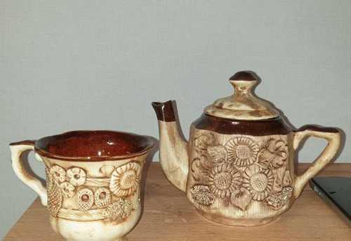 Чайник и чашка новые керамика