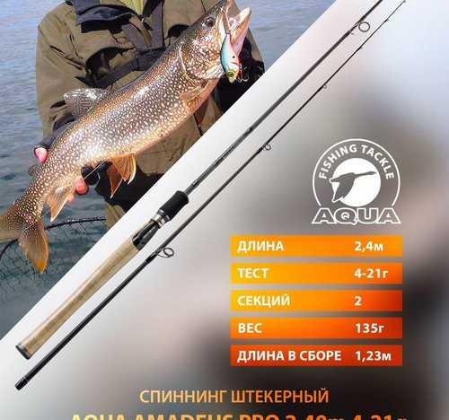 Спиннинг штекерный aqua amadeus PRO 2,40m 4-21g