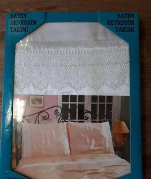Новый Шёлковый постельный комплект белого цвета
