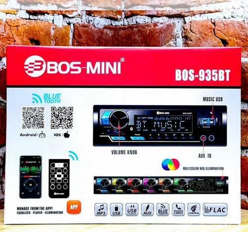 Магнитола 1din BOS-mini Bos-935BT