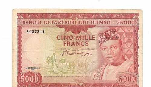 Банкнота 5000 франков 1960 Мали