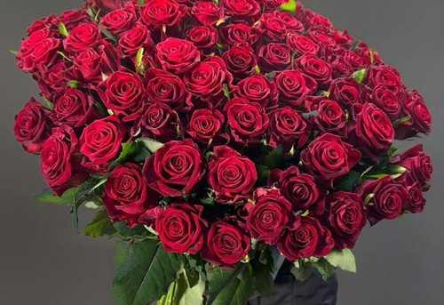 101 роза 70см свежие цветы, доставка цветов