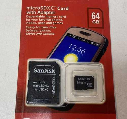 Карта памяти SanDisk Карта microSD 64 гб