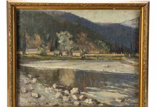Картина "Пейзаж с озером", художник Булгаков