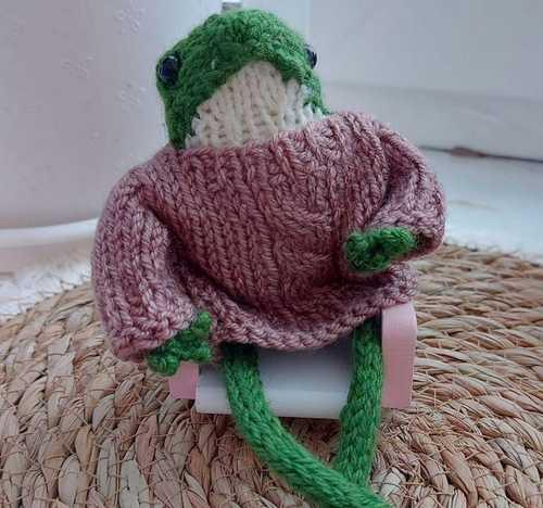 Вязаный лягушонок,лягушка frog