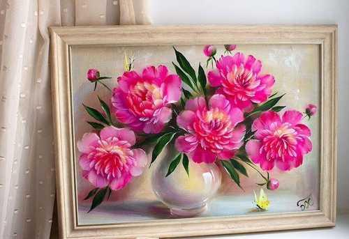 Картина "Букет розовых пионов"