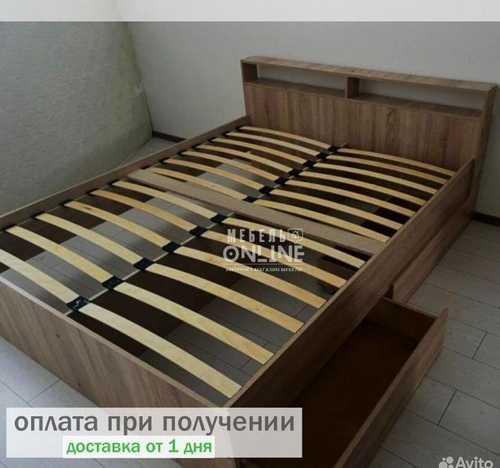 Кровать 140х200 двуспальная с ящиками