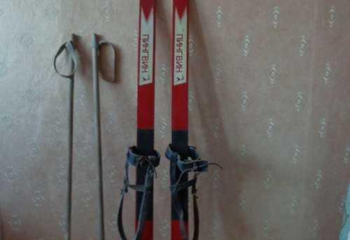 Лыжи деревянные с палками СССР