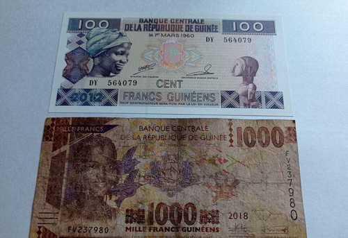 Банкноты Гвинеи,Эфиопии.Обмен на рубли