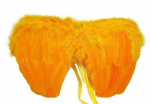 Крылья перьевые малые оранжевые, (перья,пластмасса