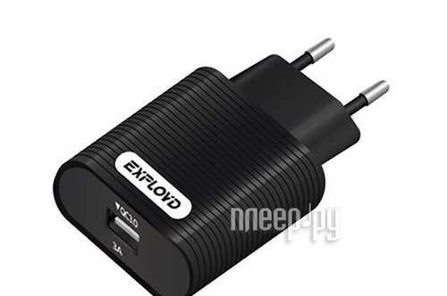 Exployd Rash 1хUSB 3A QC3.0 18W Black EX-Z-1365