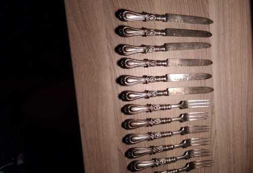 Ножи и вилки столовое серебро проба 84