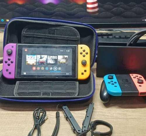 Nintendo switch прошитая(2 пары джейконов, 128гб)