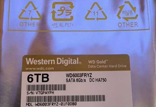 Новый HDD WD Gold 6 Tb WD6003fryz