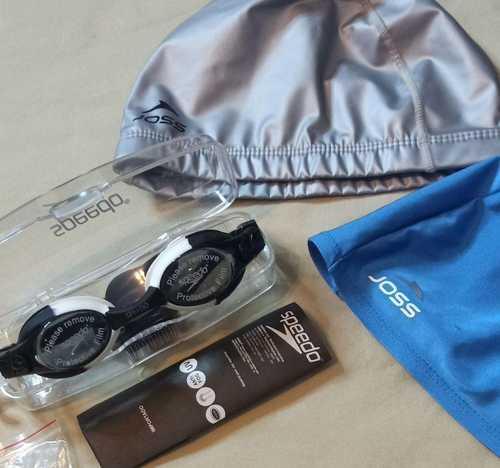 Очки speedo новые и шапки joss для плавания