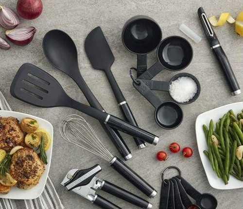 Новый набор Kitchenaid черный 15 предметов