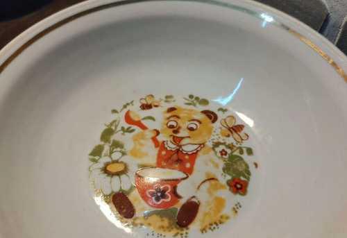 Детские тарелки СССР, мишка кушает мед