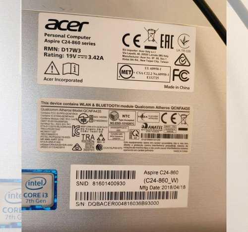 Моноблок Acer aspire c24-860