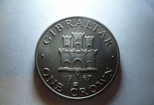 Монета Гибралтар 1 крона 1967 год