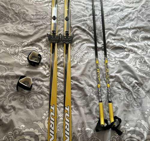 Лыжи Turin 160 см + лыжные палки stc