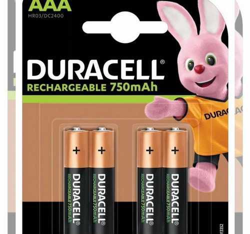 Батарейки duracell rechargeable aaa 750mAh 4 штуки