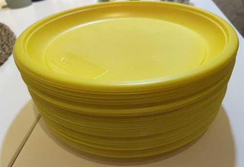 Одноразовые тарелки желтые 21 см 100шт
