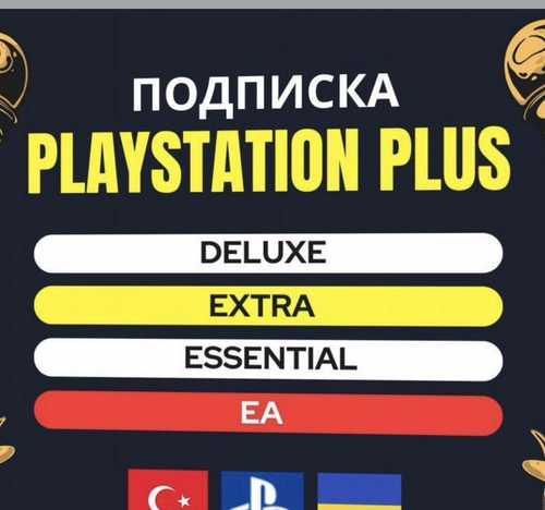 Подписка ps plus турция/украина 1/3/12мес