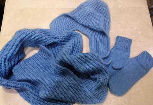 Зимний комплект шапка, шарф и варежки