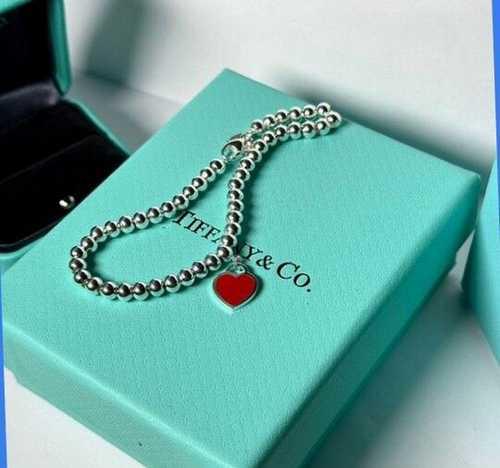 Браслет Tiffany red heart серебро