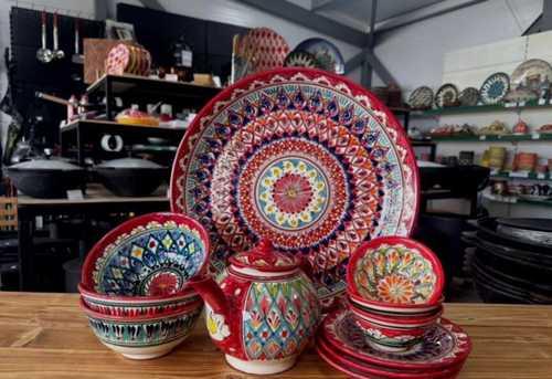 Набор узбекской посуды. Ручная роспись