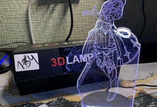 Фигурка Альбедо Геншин 3D лампа с подсветкой