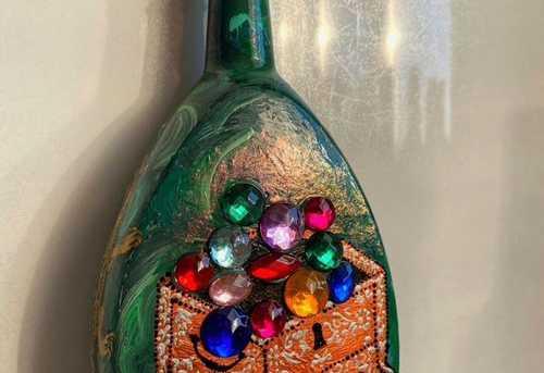 Бутылка "Малахитовая шкатулка"ручная роспись