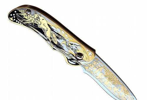 Златоустовский складной нож позолоченный