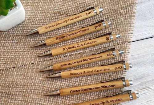 Ручки шариковые бамбуковые